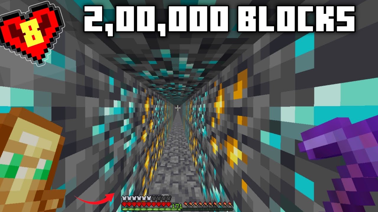 I Mined 2,00,000 Blocks in a STRAIGHT LINE in Minecraft Hardcore ...