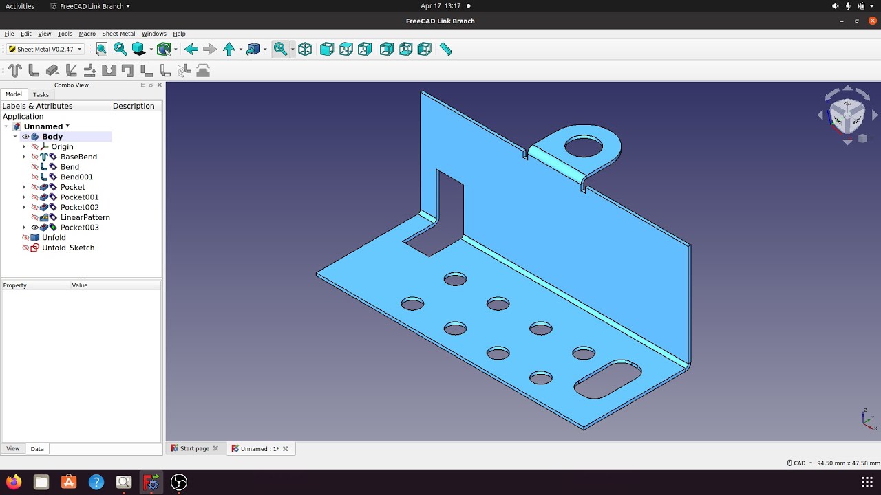 FreeCAD Link Create Sheet Metal Practice 06 - YouTube