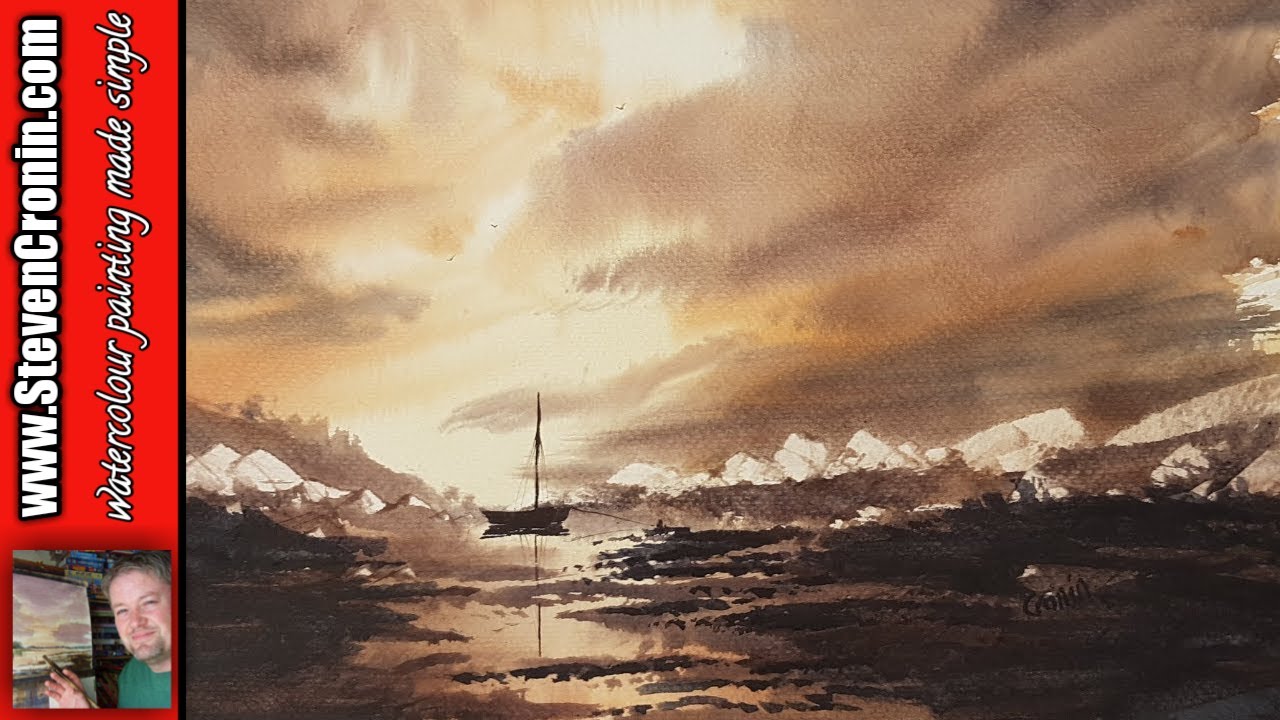 Painting a simple boat in a coastal scene - YouTube