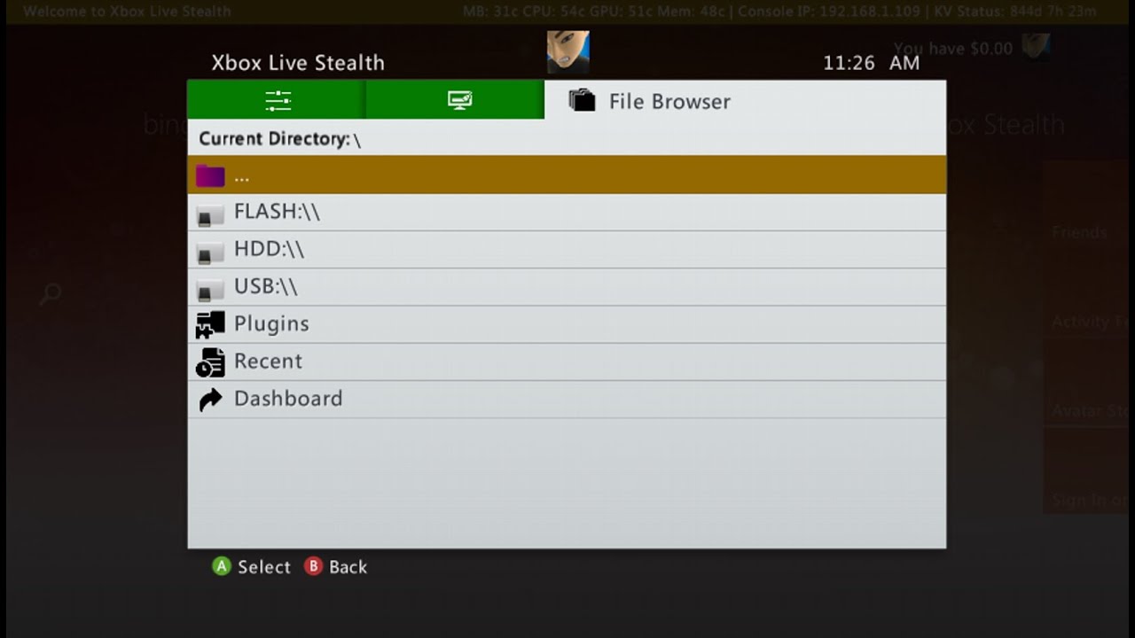Xbox Live Stealth - Another Cool Update (File Explorer, Plugin Injector ...