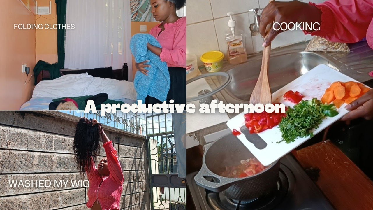 A PRODUCTIVE AFTERNOON: Kitchen Organization | Washing my Wig | Cooking ...