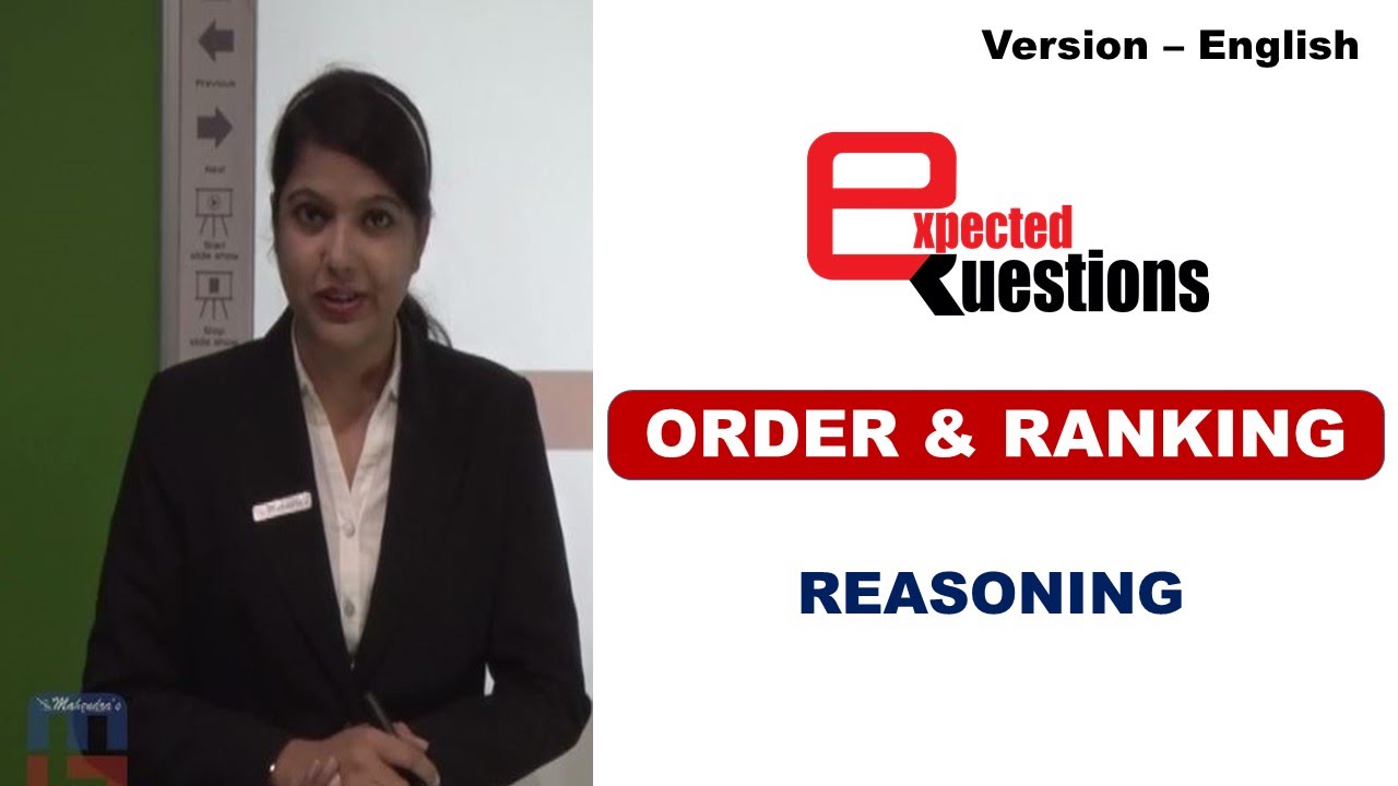 MOST EXPECTED QUESTIONS - ORDER & RANKING - REASONING : ENGLISH VERSION ...