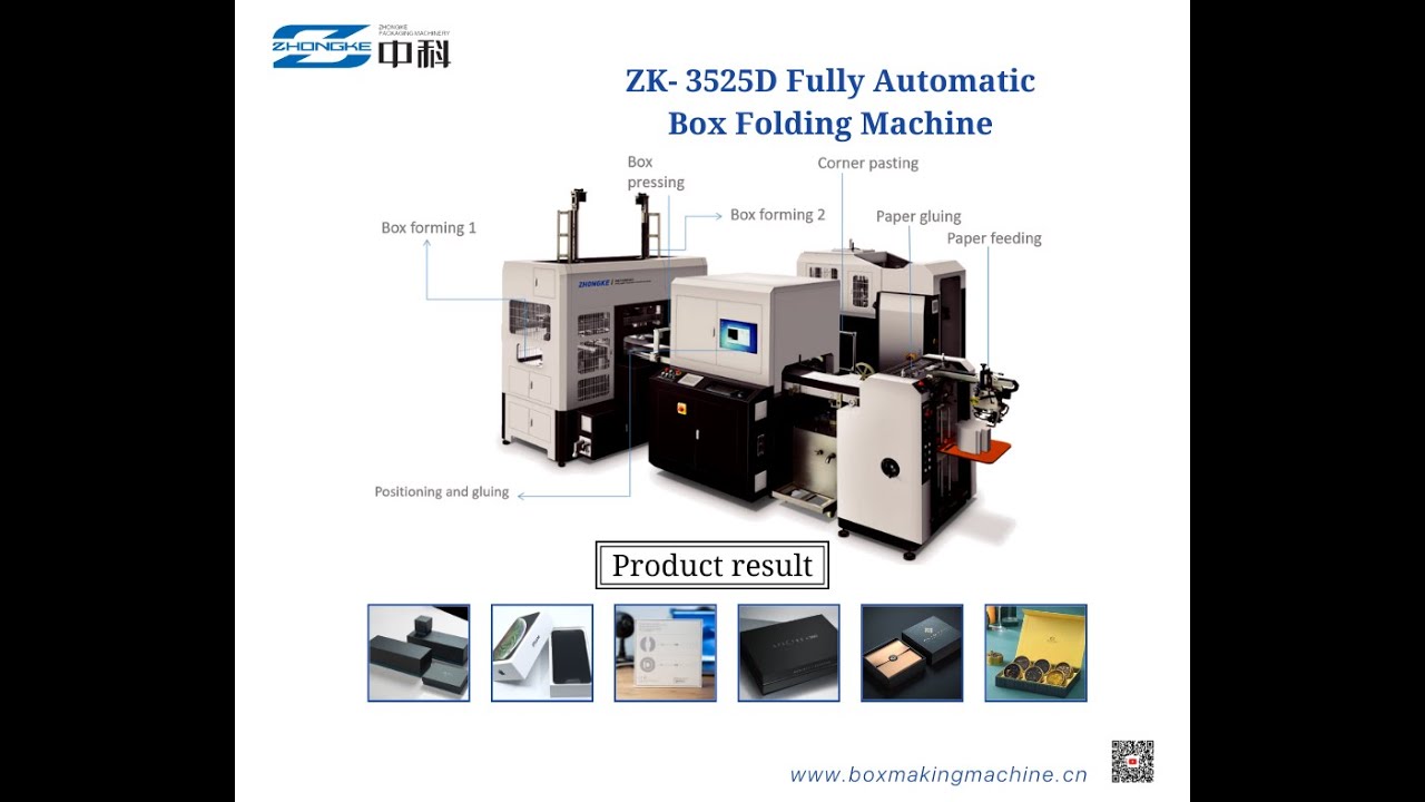 Exhibition operation two wrapping stations box making equipment - YouTube