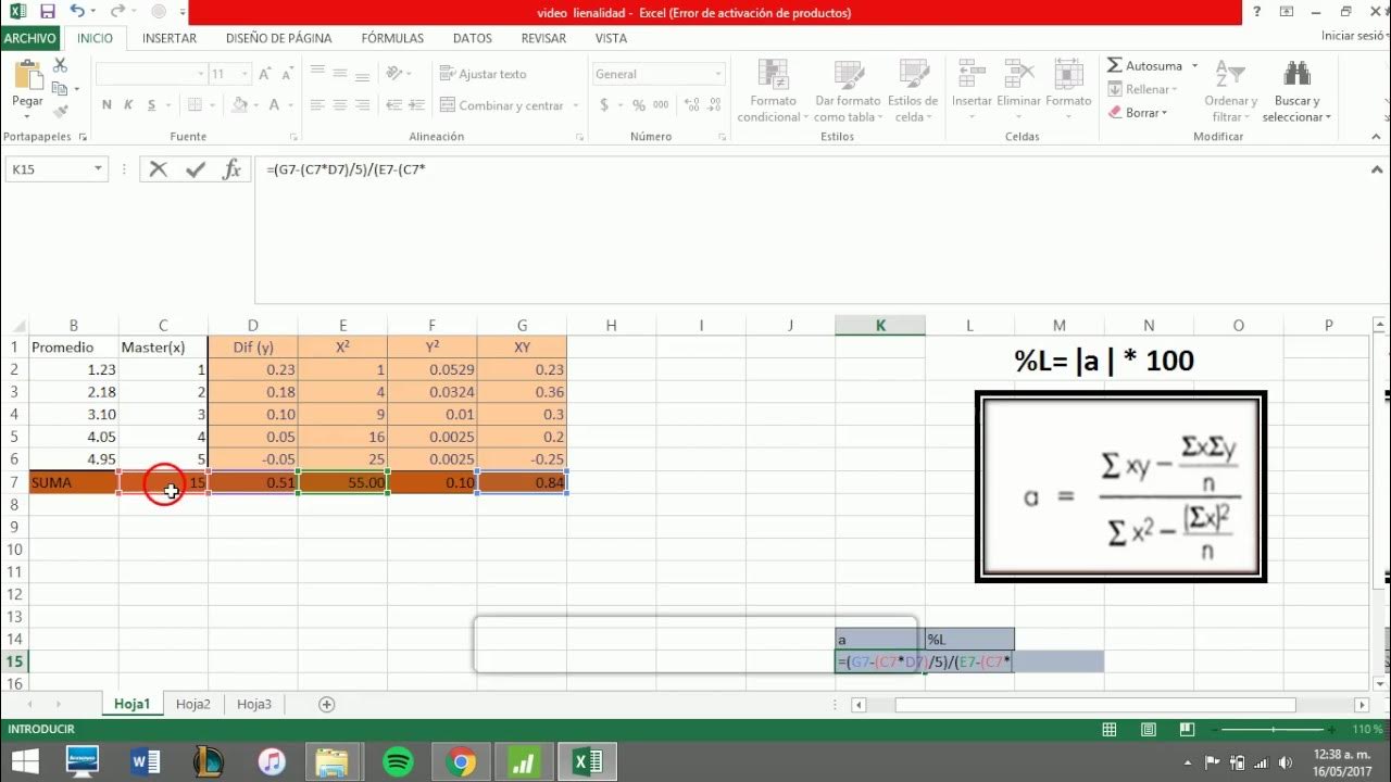 Linealidad en Excel y Minitab - YouTube
