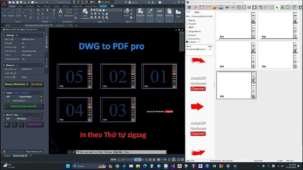D2P In block theo thứ tự bất kỳ | Lisp In nhanh trong AutoCAD | AutoLISP Reviewer - YouTube