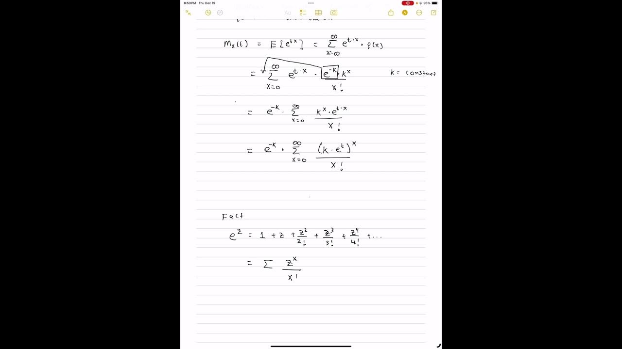 Moment generating function of a poisson distribution - YouTube