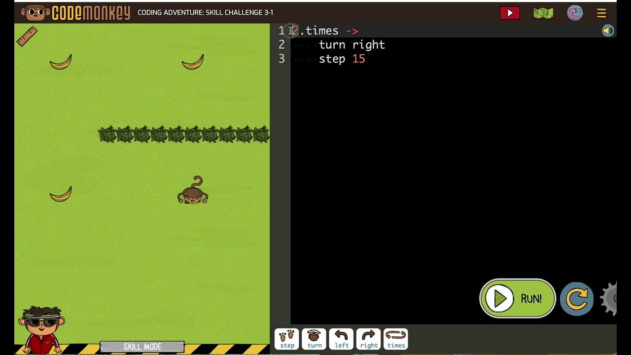 CodeMonkey Skill Mode 3-1 - YouTube