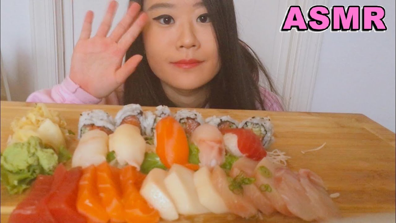 Asmr Raw Salmon Tuna Yellowtail Sushi Sashimi Mukbang Youtube