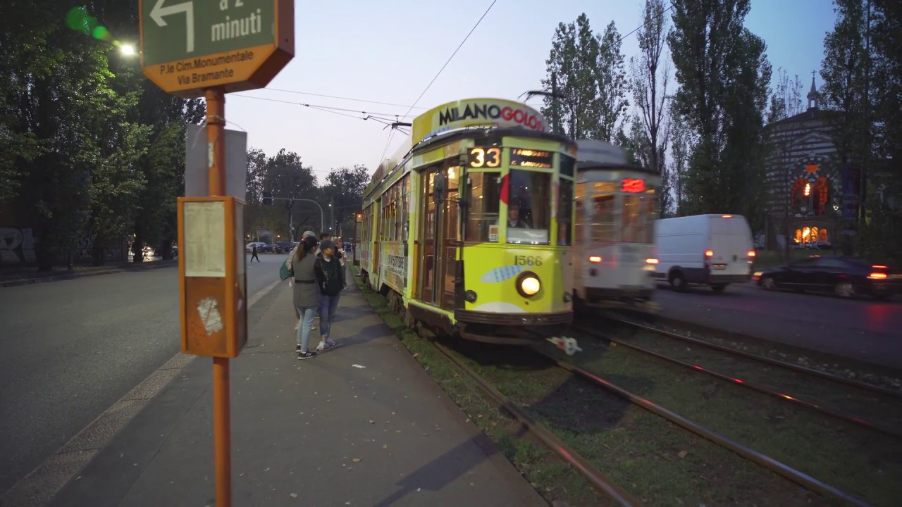 Italy, Milan, tram 33 ride from P.le Cim.Monumentale Via Bramante to ...