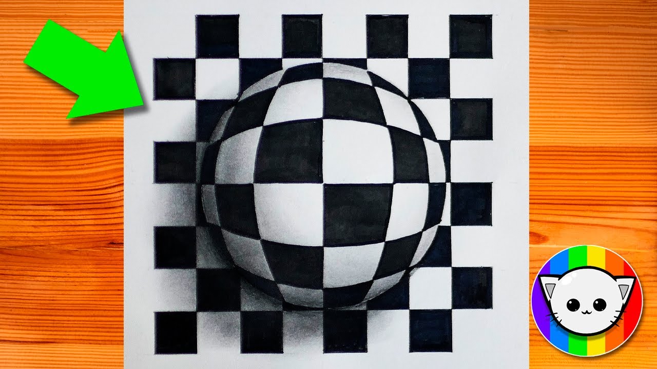 How to draw chess sphere - Easy drawing tutorial - YouTube