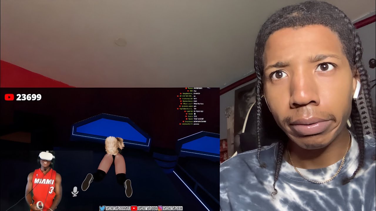 ISHOWSPEED JUMPS INTO HIS CAMERA SETUP PLAYING VR - REACTION ...