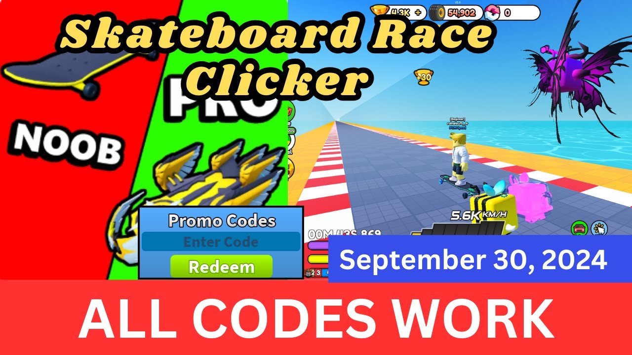 *All Codes Work* Skateboard Race Clicker ROBLOX, September 30, 2024 ...