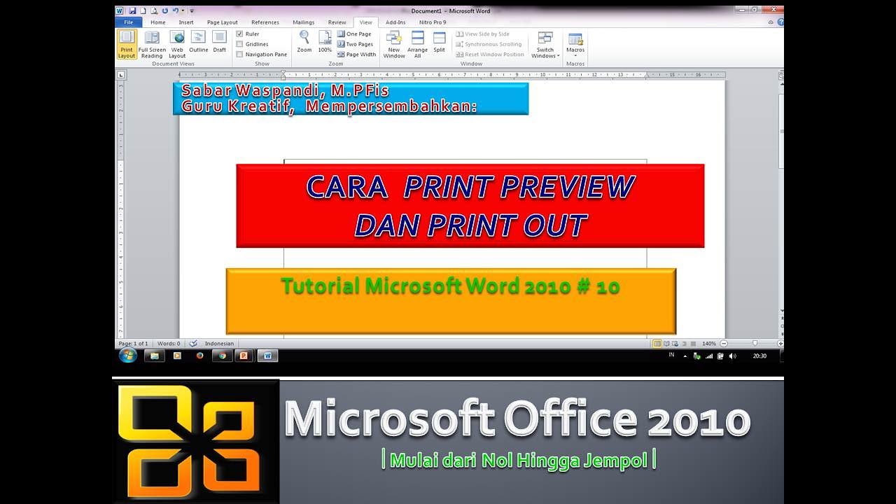 CARA PRINT PREVIEW DAN PRINT OUT | TUTORIAL MICROSOFT WORD # 10 | - YouTube