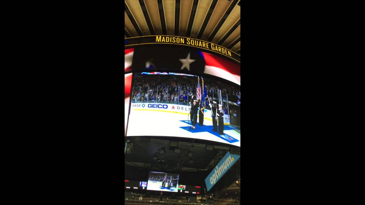 Elaine Caswell at MSG singing The National Anthem (edited version) - YouTube