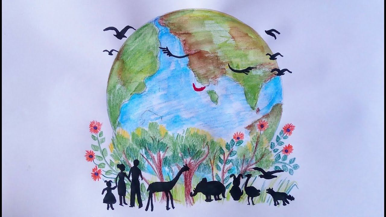 Earth Day drawing easy | World Environment Day in corona virus pandemic ...