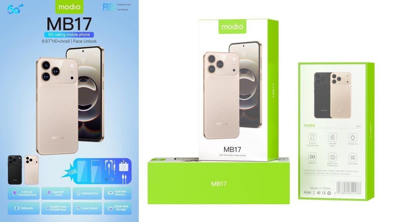modio MB17 5G calling Mobile Phone 6.67"HD+incell | Face Unlock 8GB RAM ...
