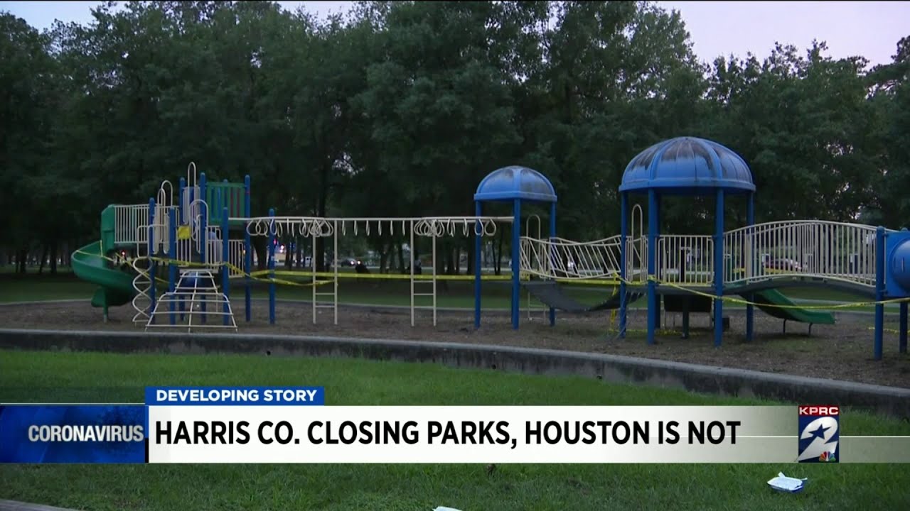 Harris County closing parks, Houston is not - YouTube