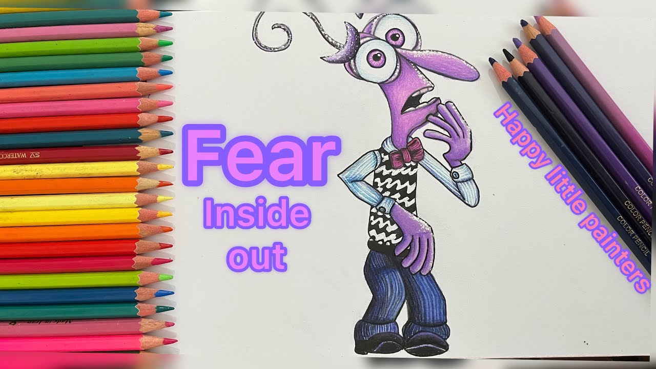 Drawing Fear from Inside Out with colored pencil | Drawing tutorial | # ...