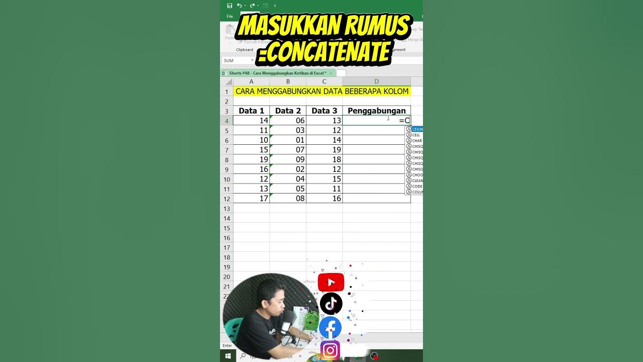 Cara Menggabungkan Ketikan Di Excel Belajarexcel Tutorialexcel Tutorialexcelpemula Youtube