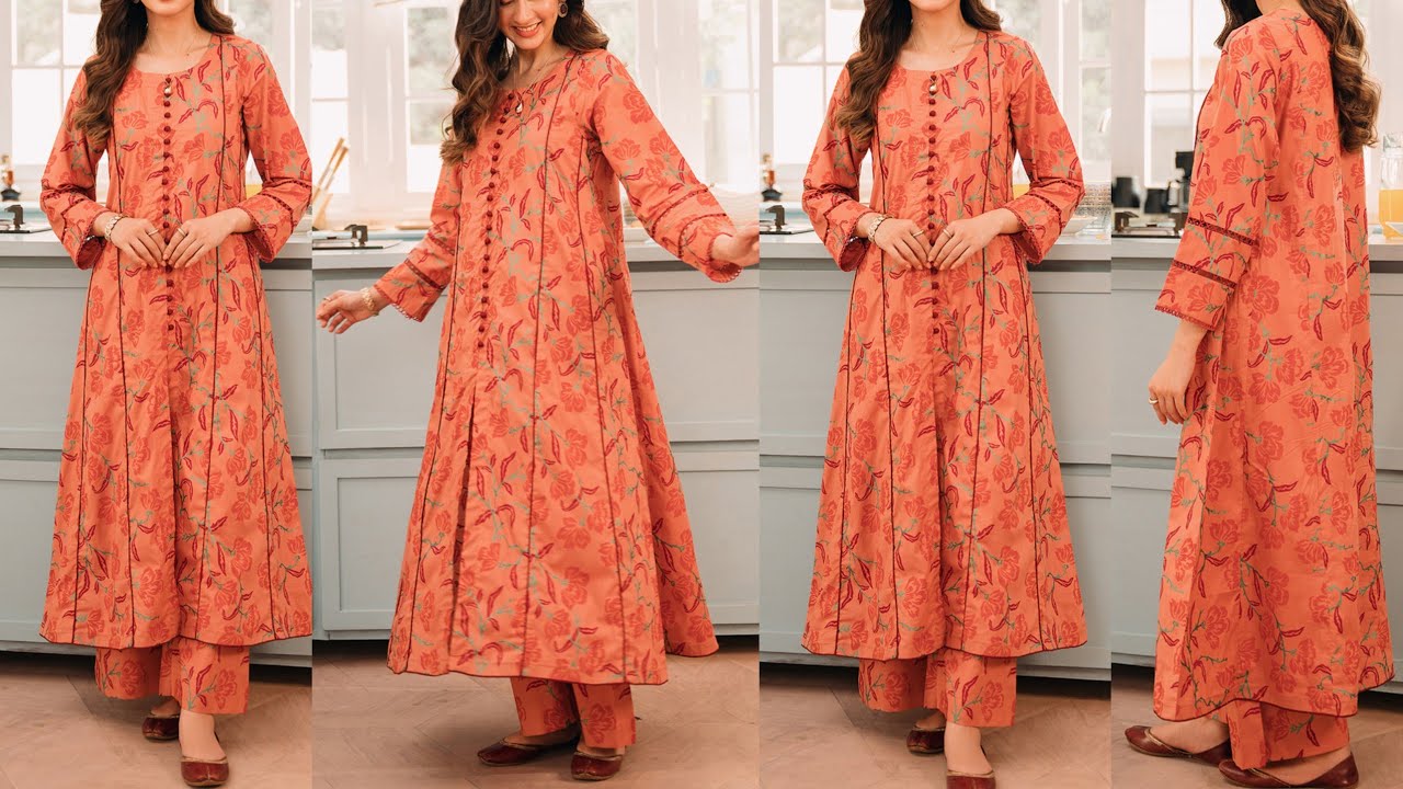 🔥10 panel kurti cutting and stitching/front panel frock cutting/panel ...