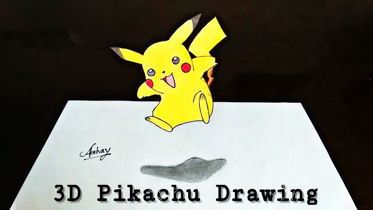 Drawing Pokemon - How to draw 3D Floating Pikachu - 3D Trick Art On ...