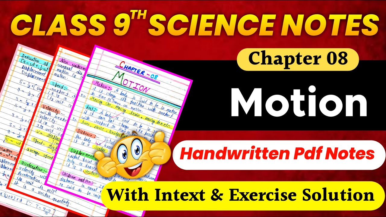 Chapter 8 Motion || Class 9 Science Handwritten Pdf Notes || CBSE Board ...