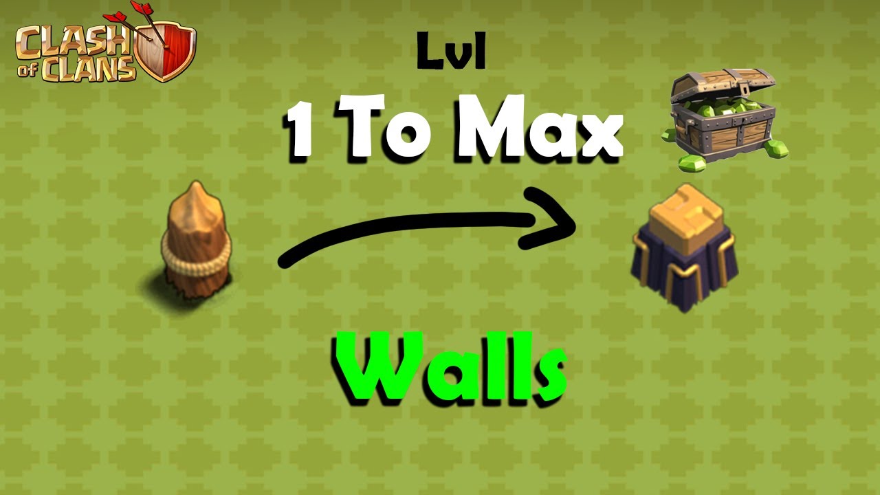 maxing out walls lvl 1to max (coc)| #clash #coc #clashofclans - YouTube