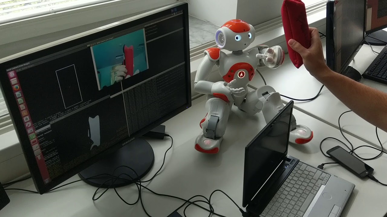 Nao robot tracking color blob by neural network - YouTube