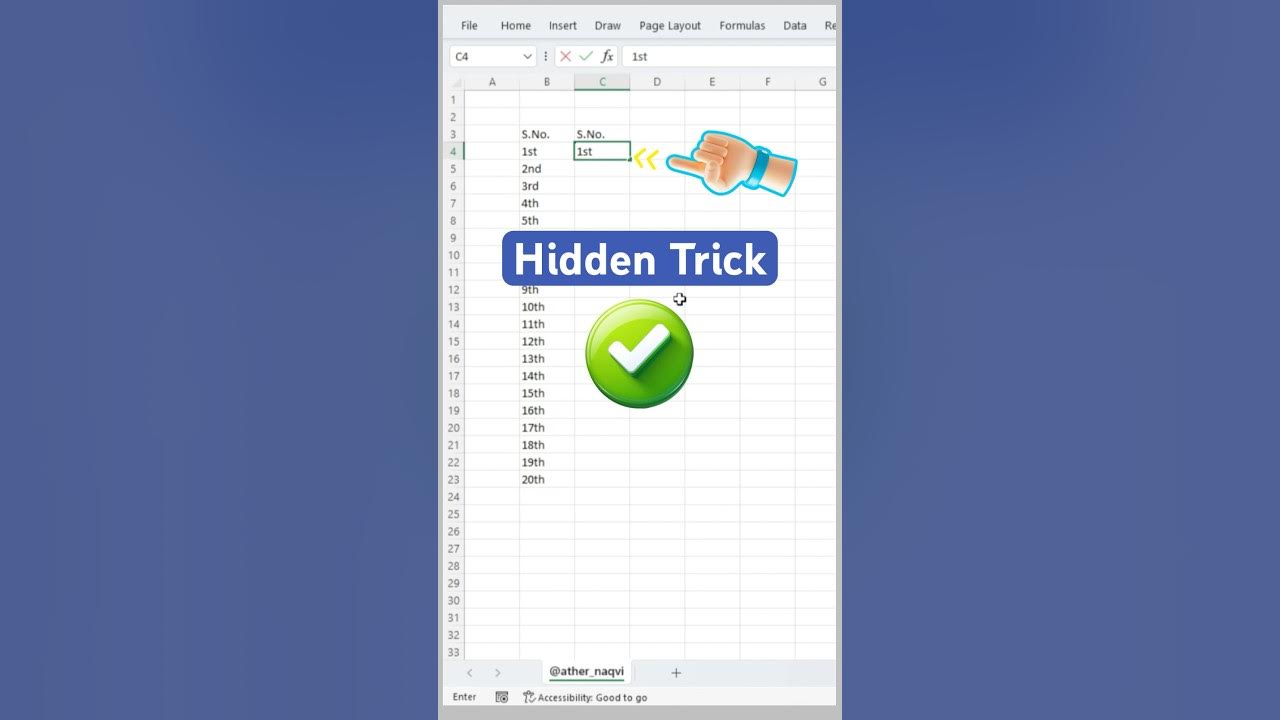 Hidden Trick for number sequence in excel #excel #excelshorts #excelshorts @Learn_More_Pro - YouTube