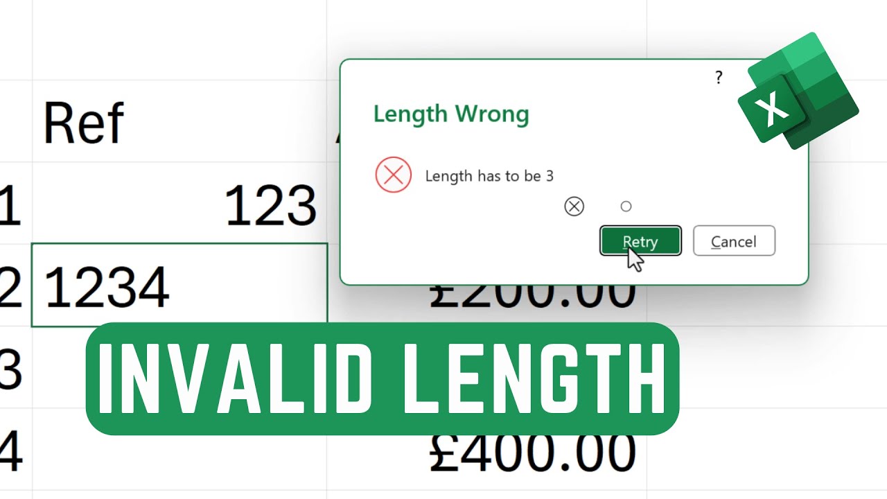 “Invalid Number of Characters” Error in Excel | Easy Solution - YouTube
