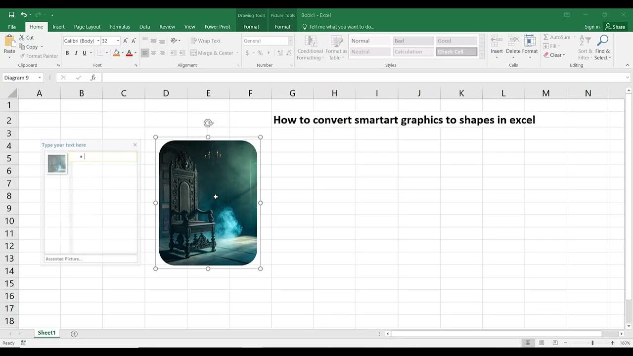How to convert SmartArt graphics to shapes in excel - YouTube