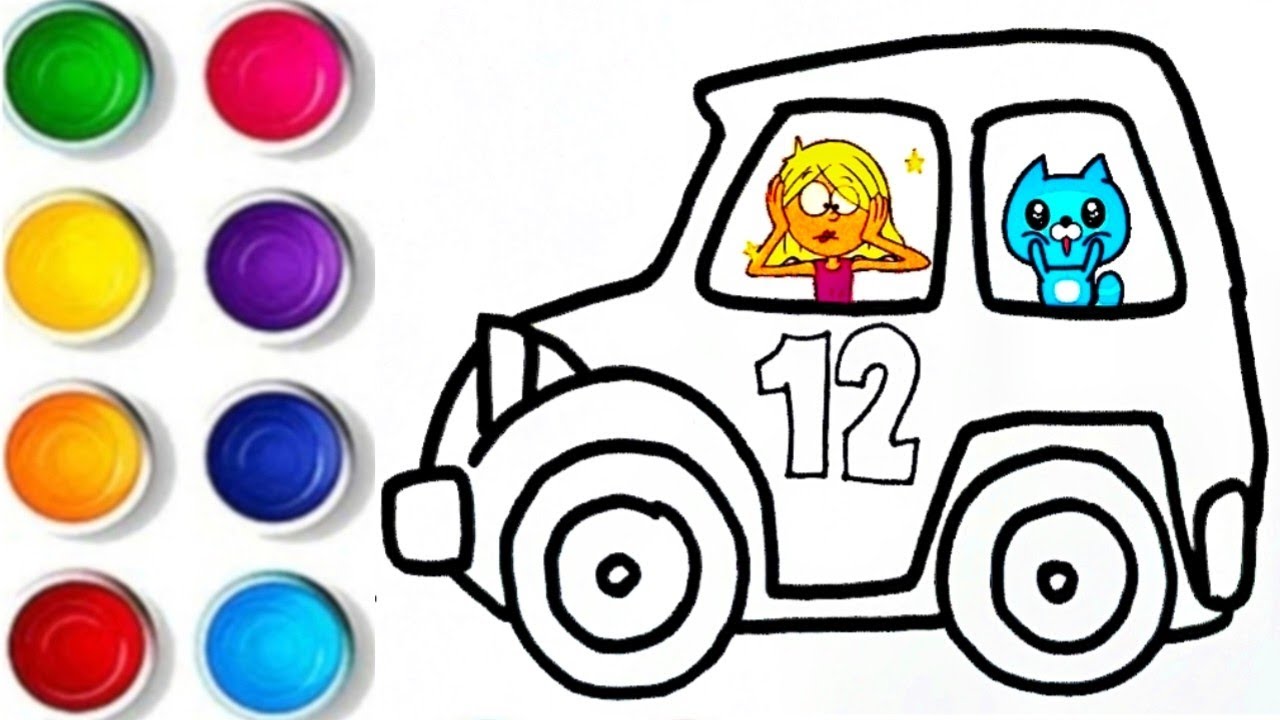 learn to draw and colour CAR WITH PASSENGER ️/step by step /easy ...