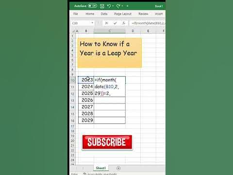 How to Know if a Year is a Leap Year in Excel - YouTube