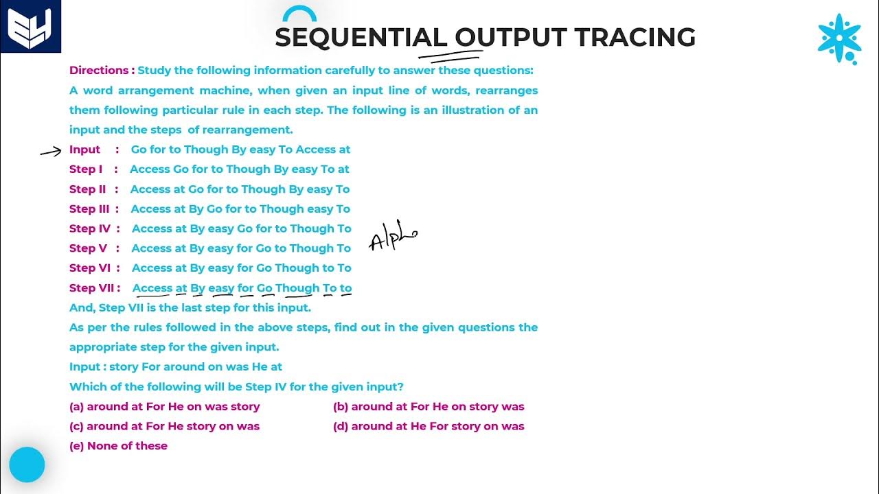 Sequential Output Tracing Mental Ability Part 4 Bharath Kumar Youtube
