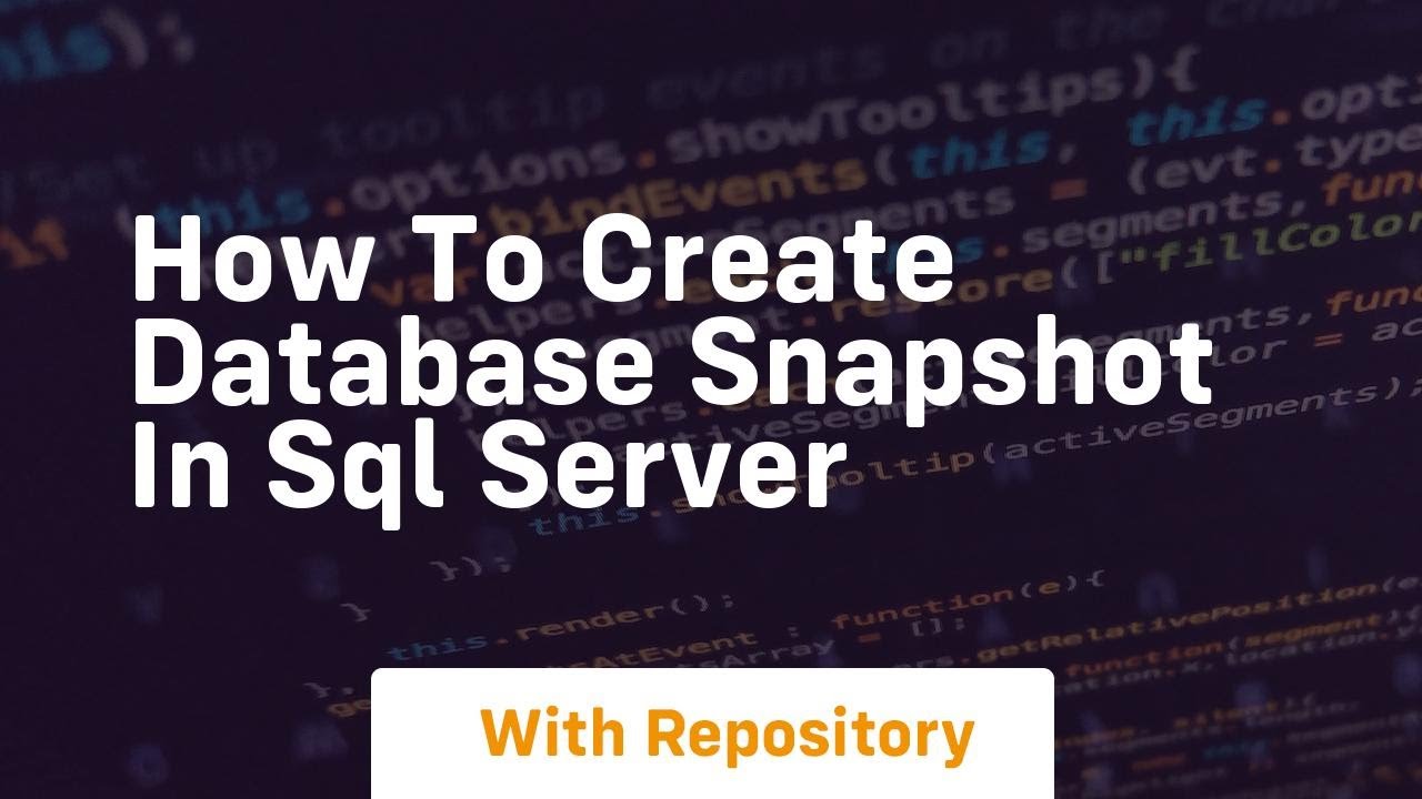 how to create database snapshot in sql server - YouTube how to create database snapshot in sql server - YouTube