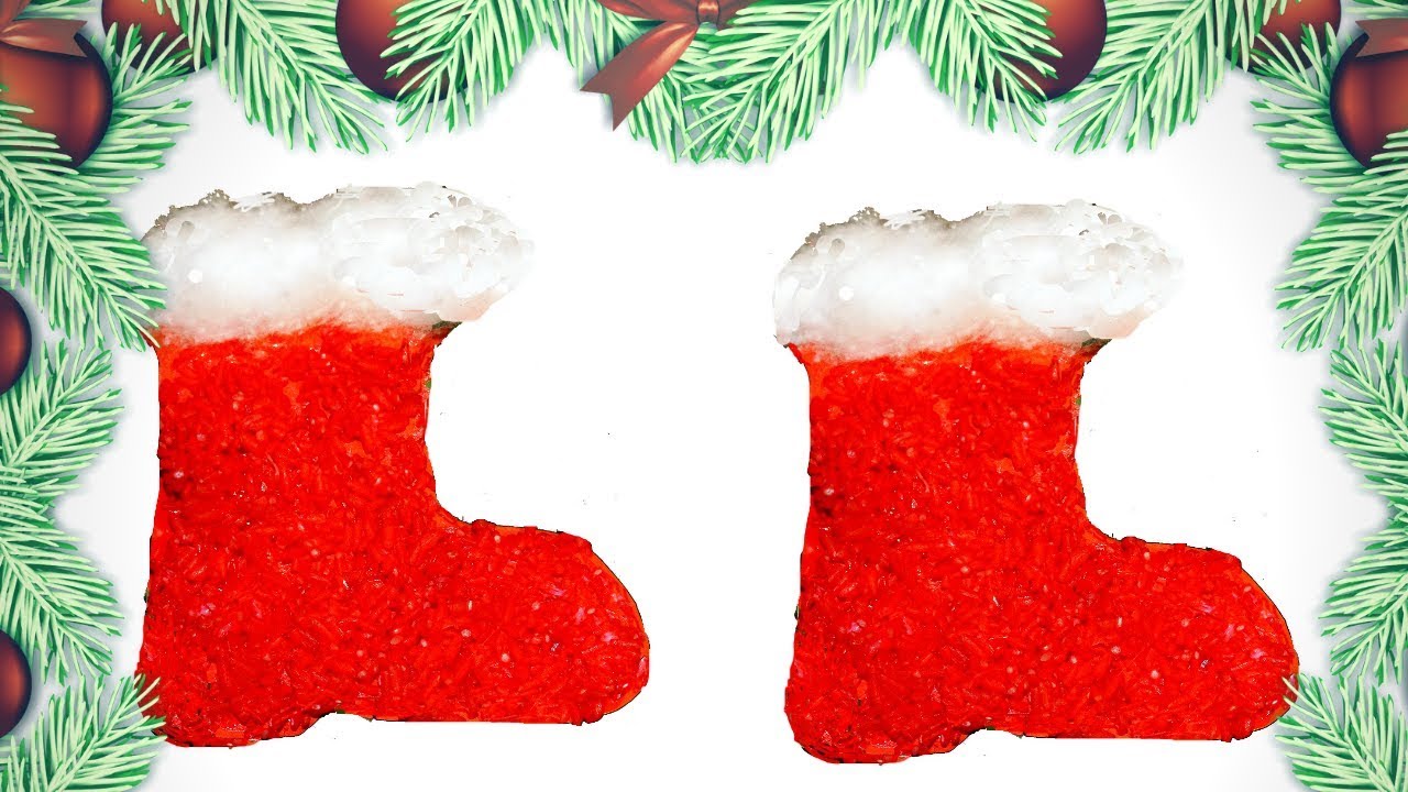 Christmas craft.How to make Santa's boot with coloured/colored rice ...