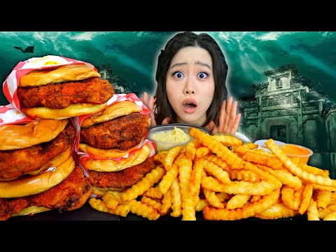 The Haunted City Under LAKE LANIER - Carolina Reaper Pepper Fried Chicken Sandwiches Mukbang