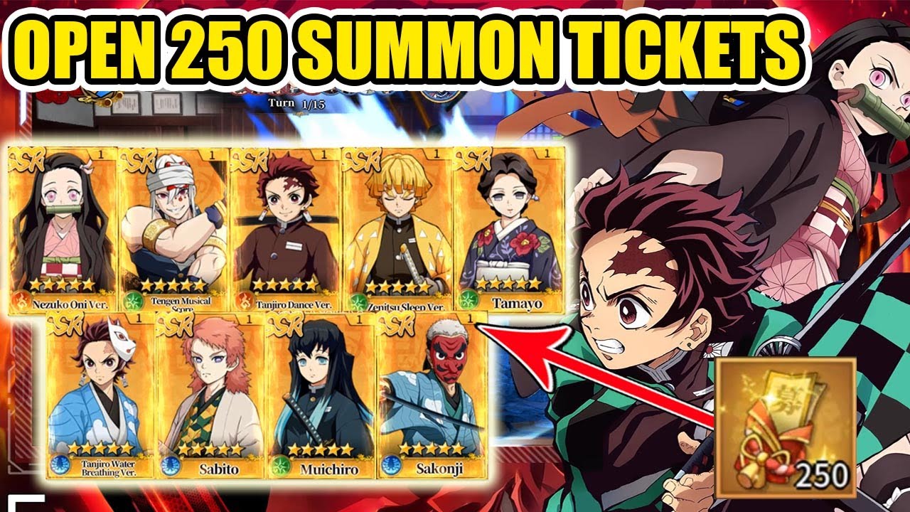 Demon Slayer Storm Gameplay - Open 250 Summon Tickets get SSR - YouTube