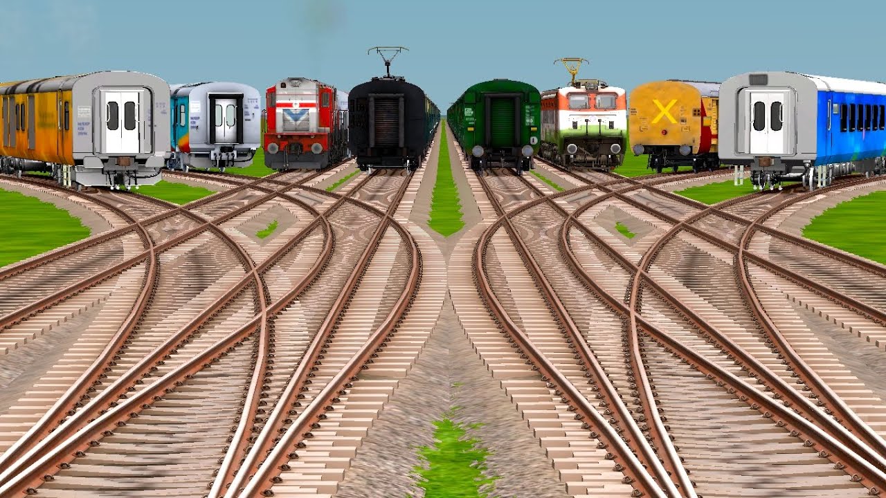 8 ELECTRIC Trains Back To Back RACING At Coverd High Speed Crossings ...