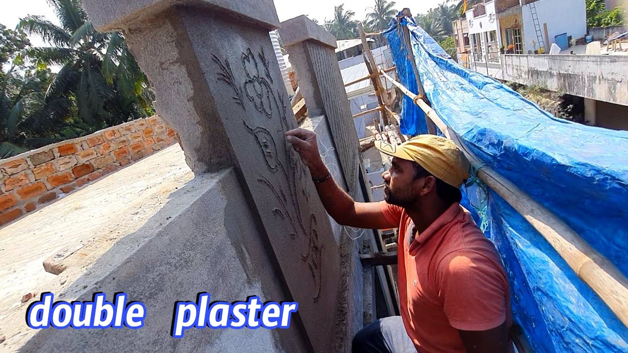 Double plaster and flower tree design // simple elevation plastring ...