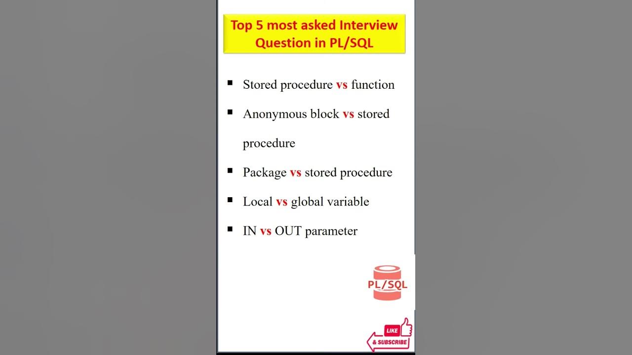 Commonly Asked Plsql Interview Questions Plsql Youtube