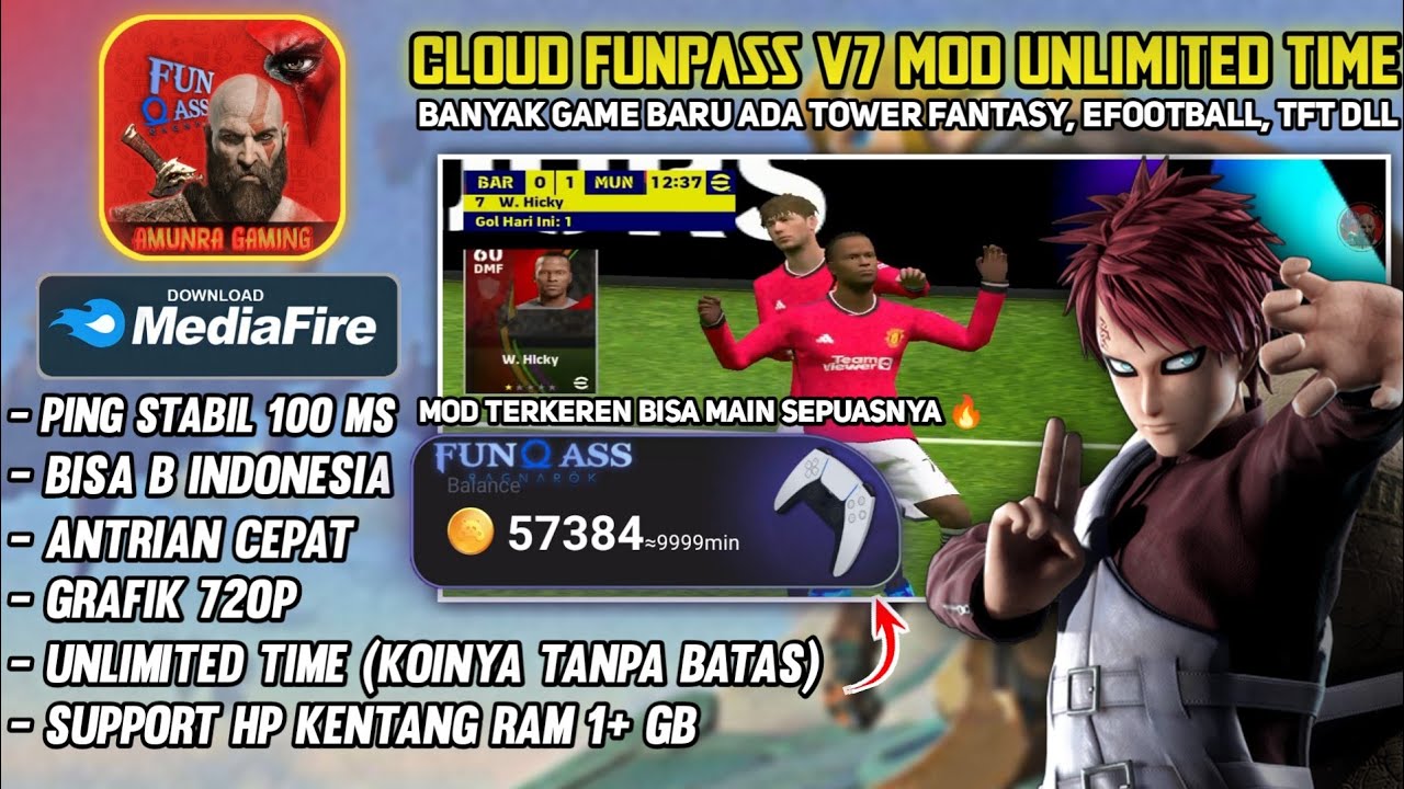 Cloud Funpass V7 Mod Unlimited Time + Coin, Ping Stabil 100 Ms, Antrian Cepat, Dan Ada Game Baru ...
