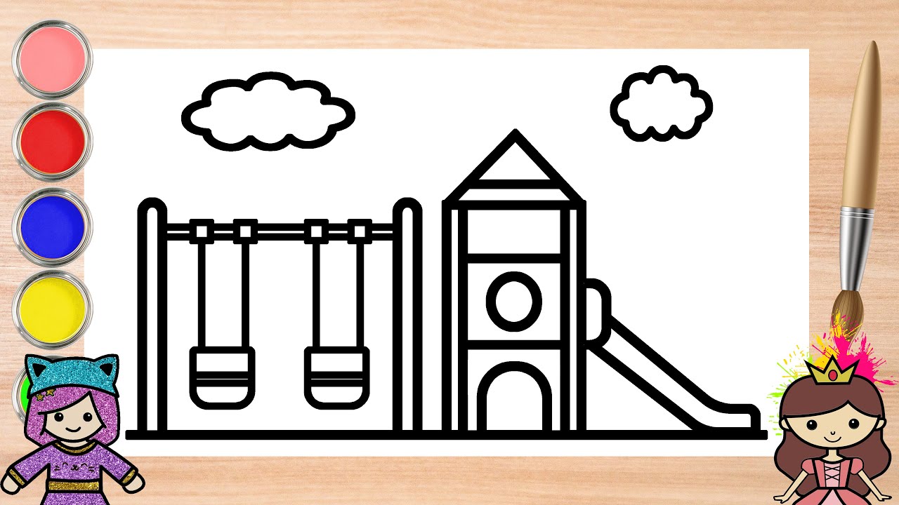 Beautiful Playground Drawing, Painting and Coloring for Kids & Toddlers ...