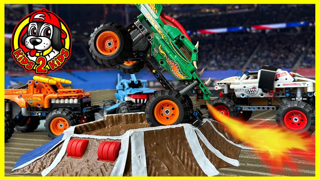 LEGO MONSTER JAM TRUCKS - Build, Race & Freestyle Challenge COMPILATION ...