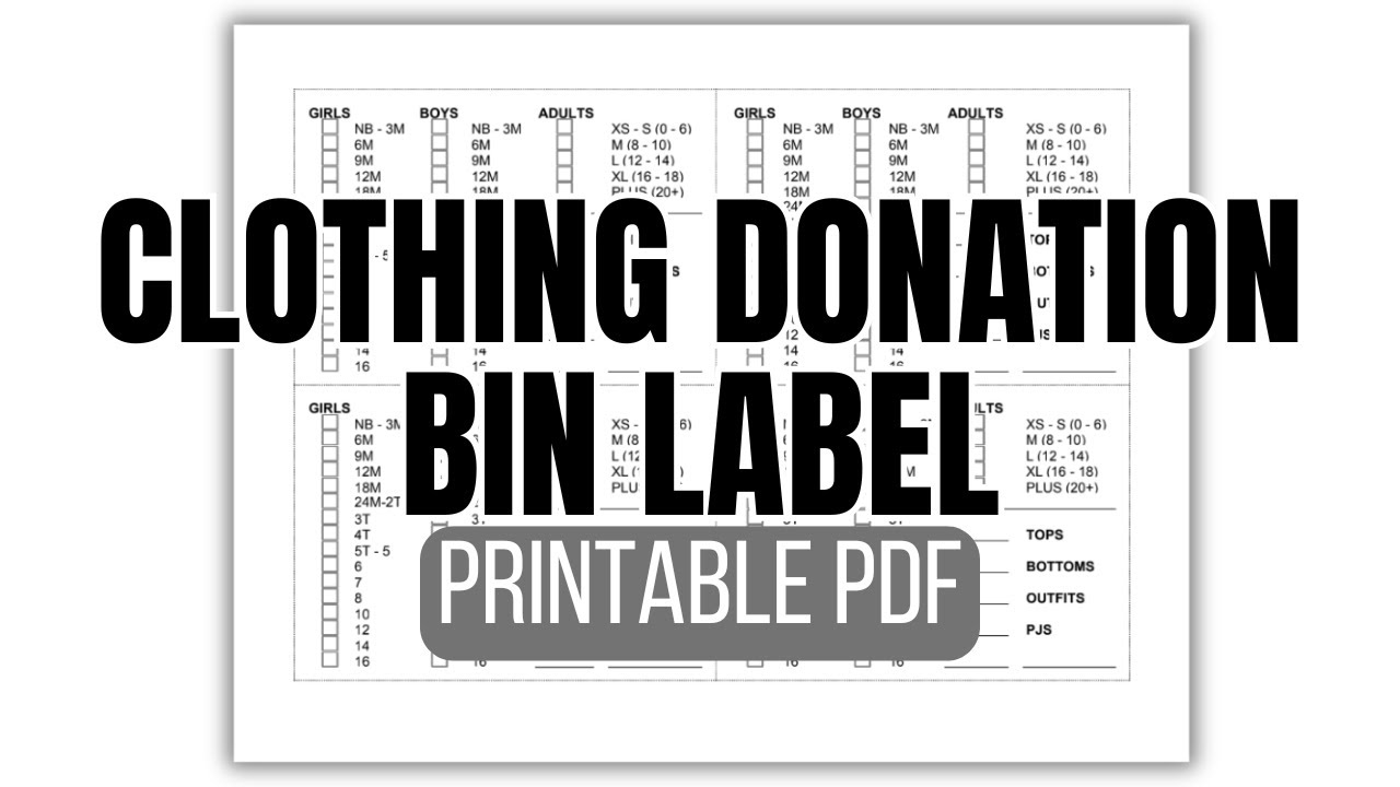 Clothing Donation Bin Label Printable (PDF) - YouTube