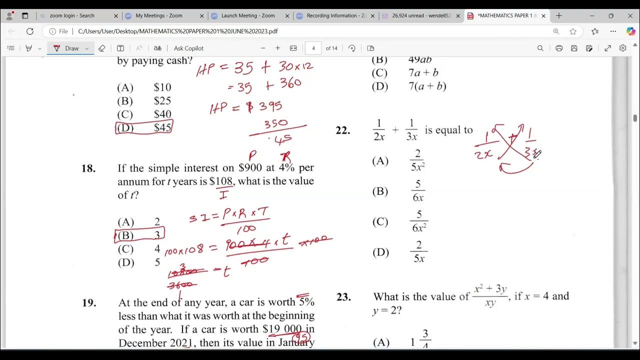 Csec Mathematics Paper 1 2025 Multiple Choice Solutions Explained Maths Gcse Csecmaths