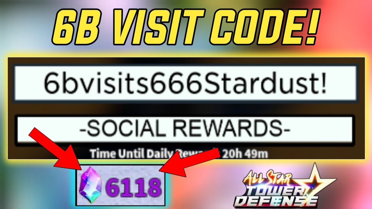 This New 6B VISIT CODE Gives 666 Stardust! SECRET CODE - All Star Tower ...