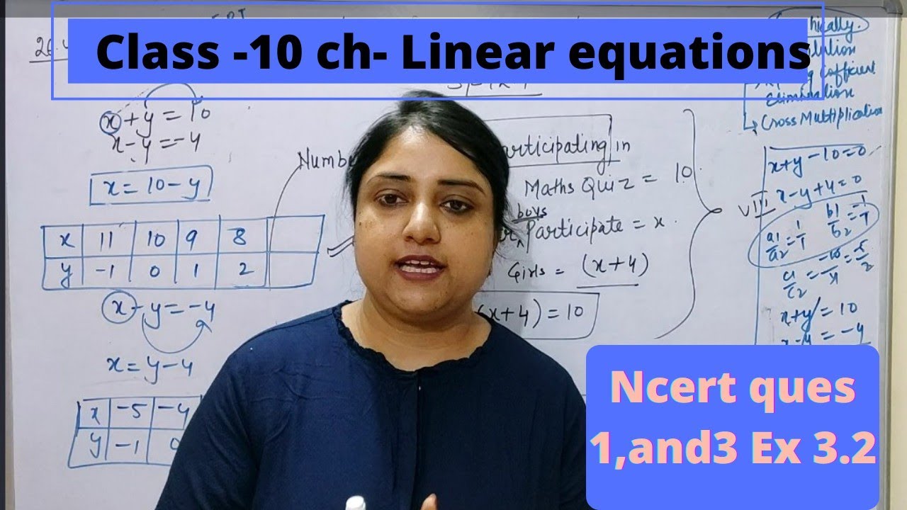 Class-10 ch- linear equations NCERT questions Ex 3.2( Q 1 and 3) - YouTube