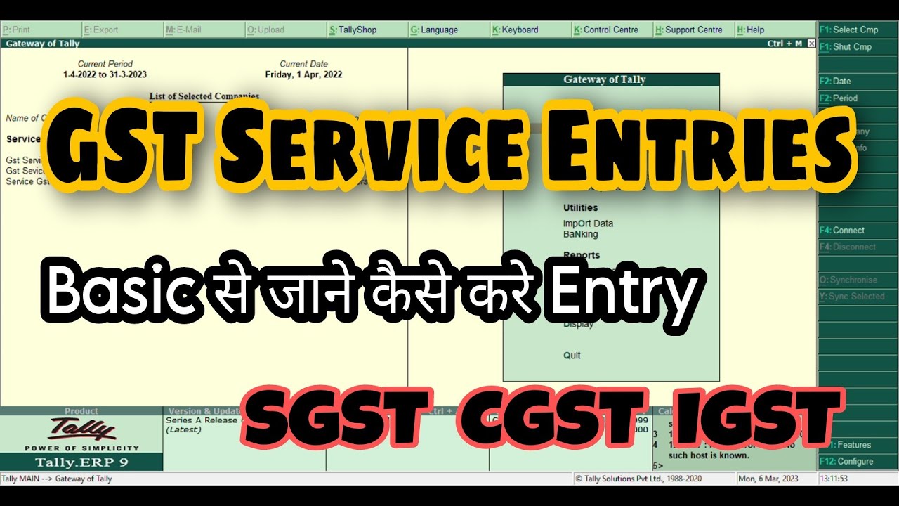 Tally erp9 GST service entries || SGST CGST IGST Hind Video 2023 ...