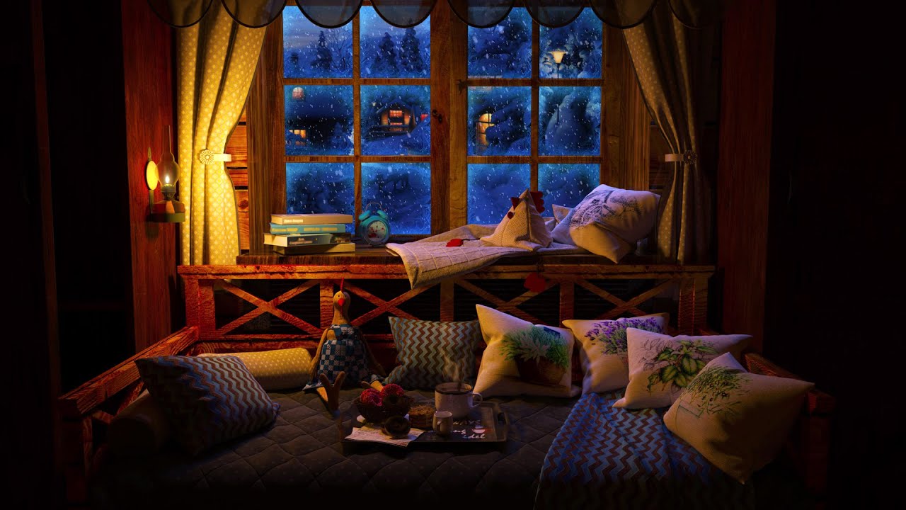 Relaxing Winter Night with Snowfall, Wind Sounds for Sleep and ...